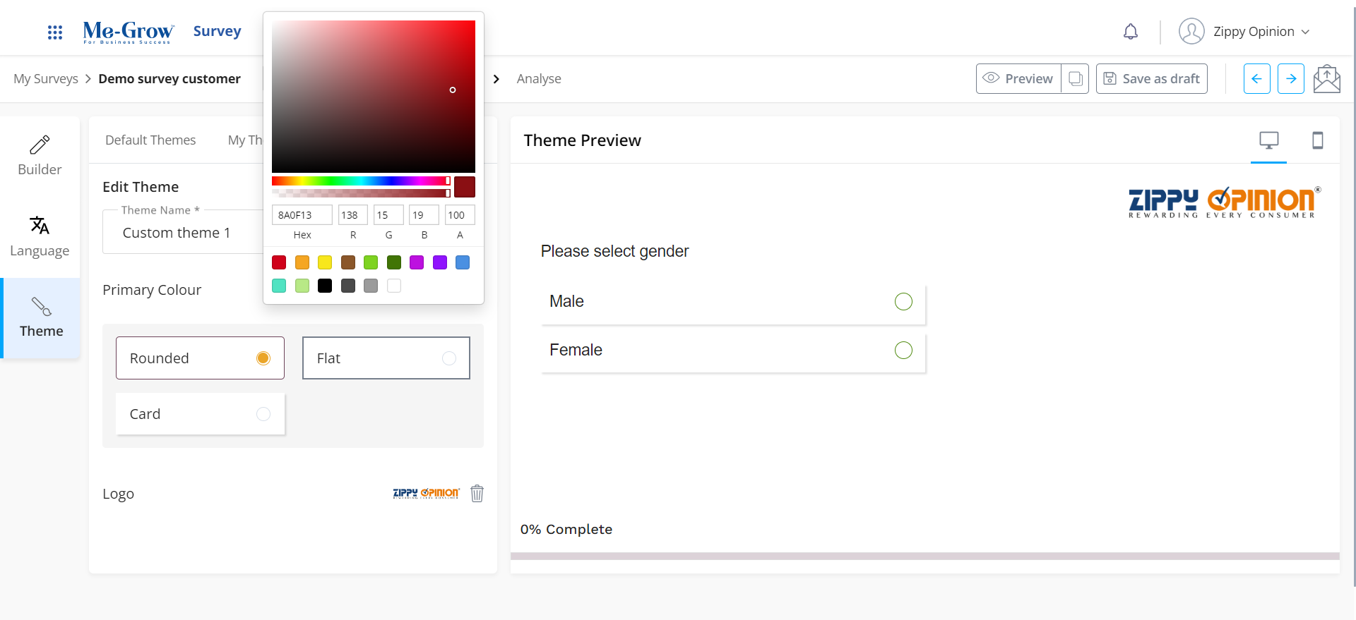 How to customize survey themes? - Me-Grow